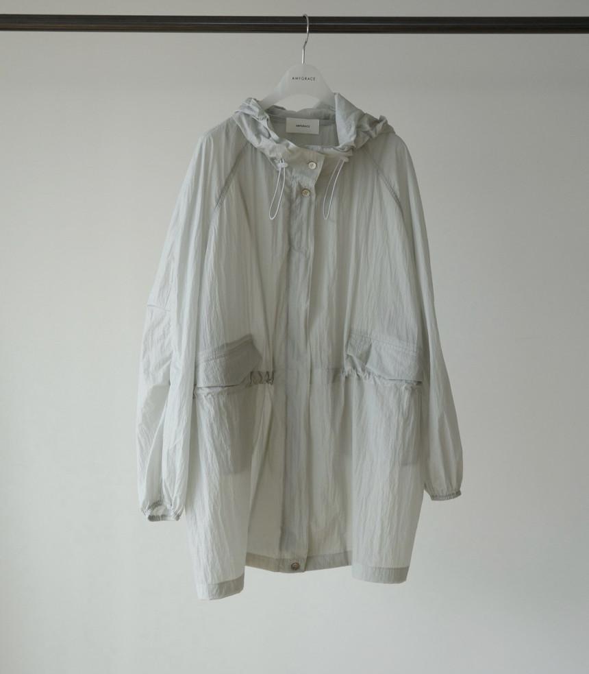 아파트먼트프라토 [AMYGRACE] 에이미그레이스 하프 레인 바람막이 자켓 후드 야상 점퍼 (3color)