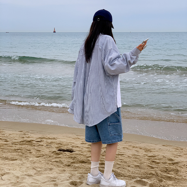 데일리브 [남녀공용] 버트 카펜더 하프 팬츠 데님 반바지 생지 워싱 5부 스티치 카고바지 7부 버뮤다팬츠 여름 중청