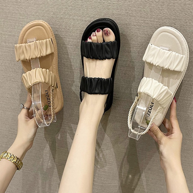 집콕끼리 셔링 스트랩 여름 샌들 여성 신발 슬리퍼 쪼리 키높이 푹신한 발편한 통굽 밴딩 논슬립 미끄럼방지 여자 뮬 사무실 족저근막염 플립플랍 조리 쿠션 기능성 회사 에르