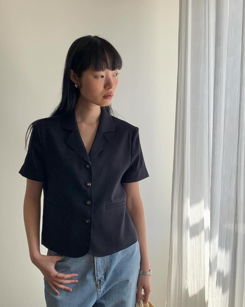 드노운 JINSIM 진심 에떼 자켓 린넨 카라 반팔 싱글 jk