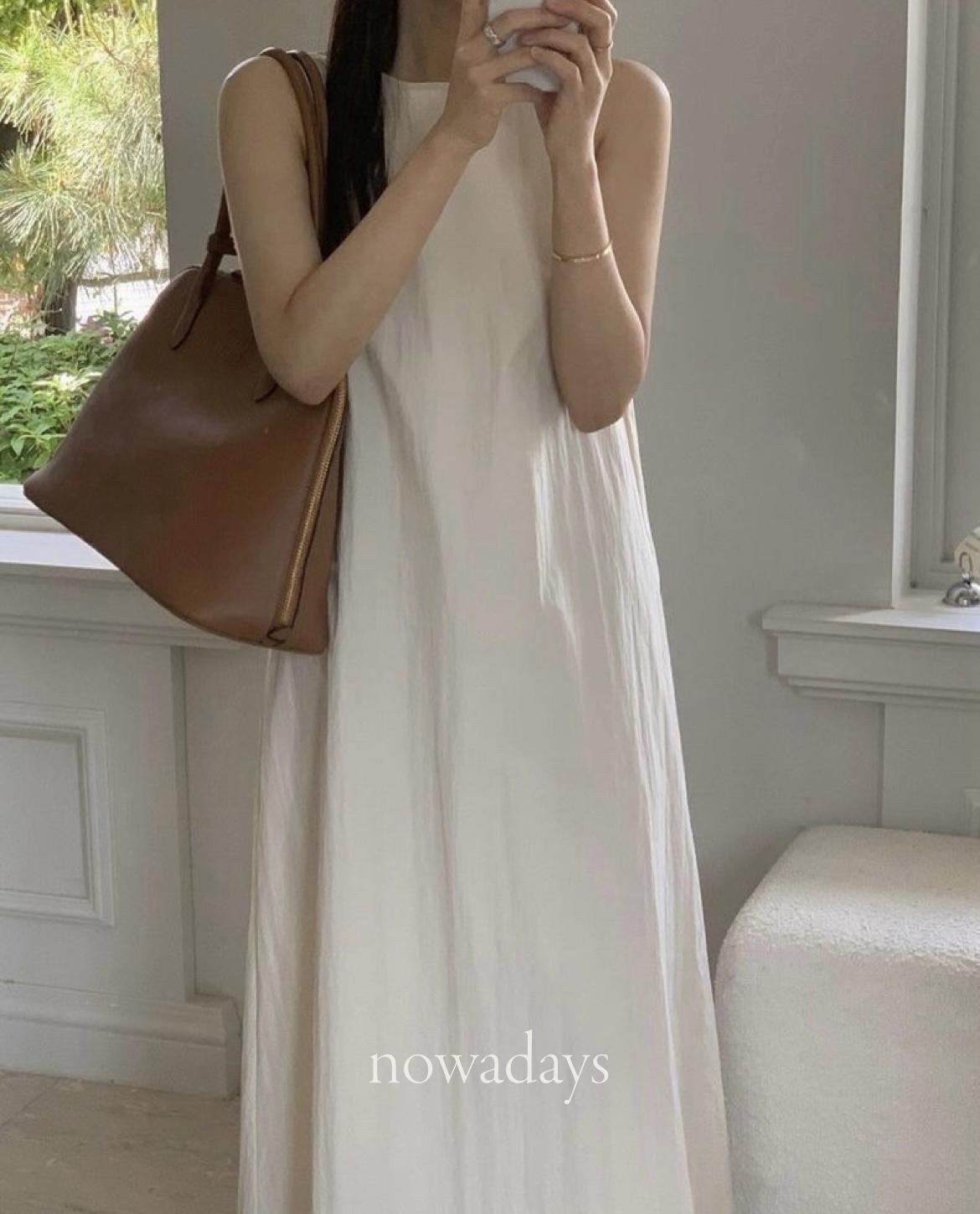 나우어데이즈 monique 모니크 클레어 원피스 라운드 민소매 나시 베이직 롱 ops (3col)