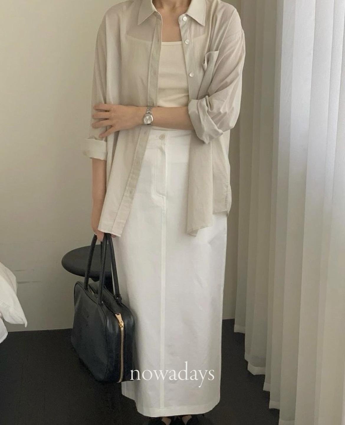 나우어데이즈 monique 모니크 베이직 코튼 스커트 H라인 일자 롱치마 (3col)