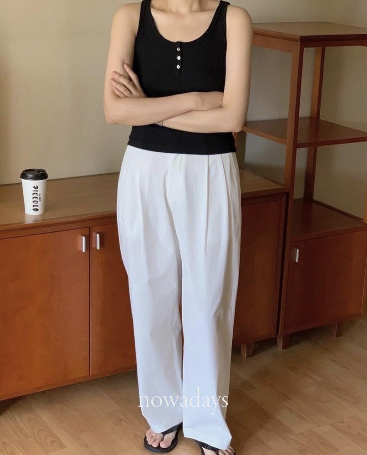 나우어데이즈 monique 모니크 코튼 투턱 팬츠 와이드 코튼 일자 바지 (3col)