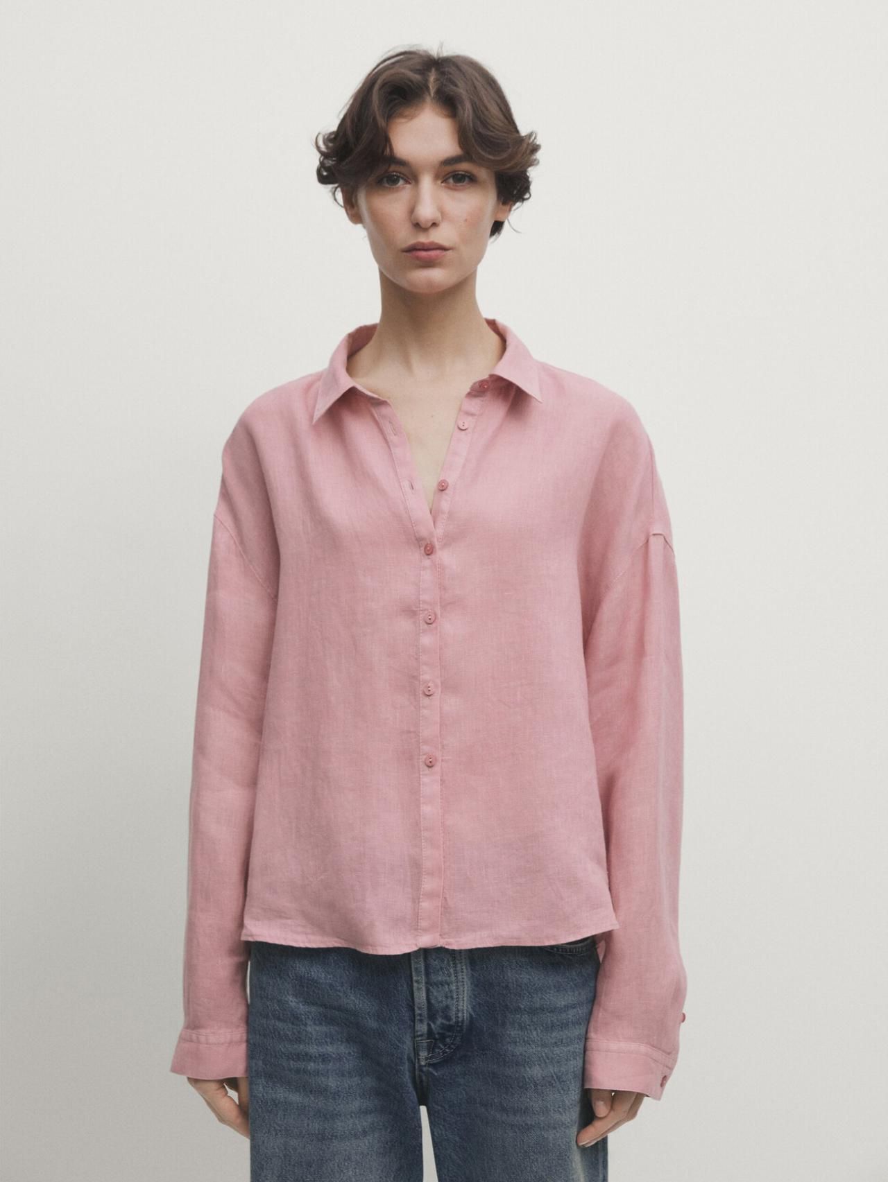 스페인샵 마시모두띠 100 리넨 셔츠 5127/682 PINK