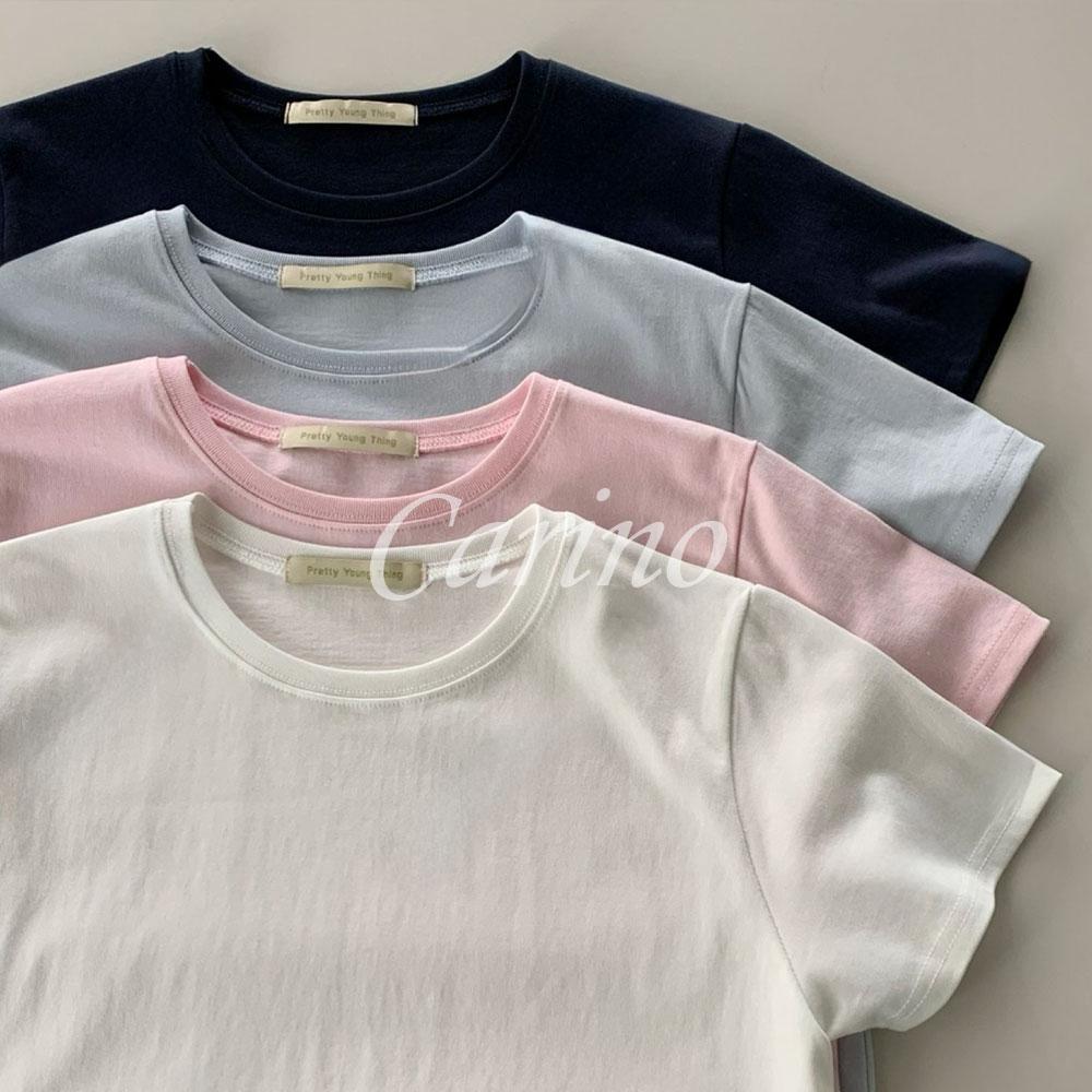 까리노 (당일/무료배송) 프리티영띵 아이싱 티 크롭 반팔 여름 무지 티셔츠 PYT (4color)