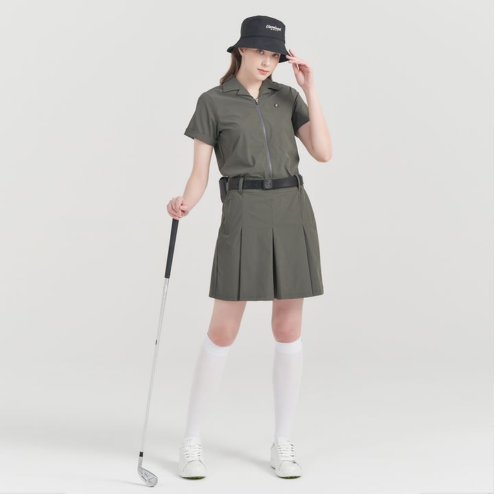 포스티 클리브랜드골프 A라인 플리츠 나일론스판 여성 반팔 반바지형 점프수트골프웨어cgwop32653