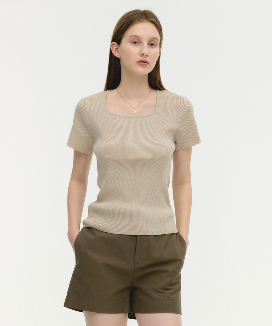 몽돌 [7color] 골지 스퀘어넥 반팔 니트 MDKT076