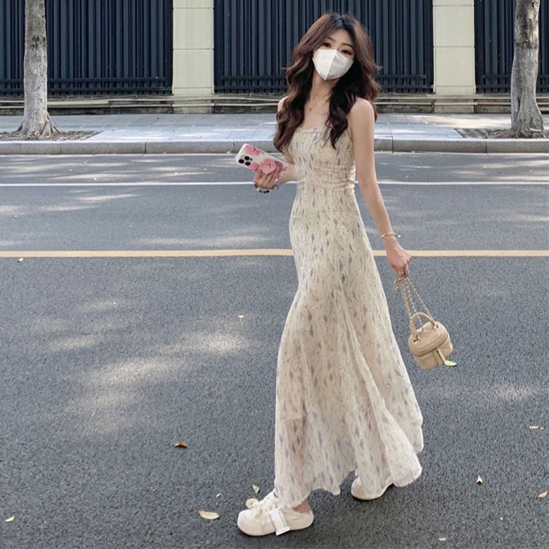 유투미월드 ♥당일 출고♥ 새로운 여름 프랑스 차 휴식 기질 슬립 드레스 여성 한국어 부드러운 바람 차 숨결 슬림 스커트