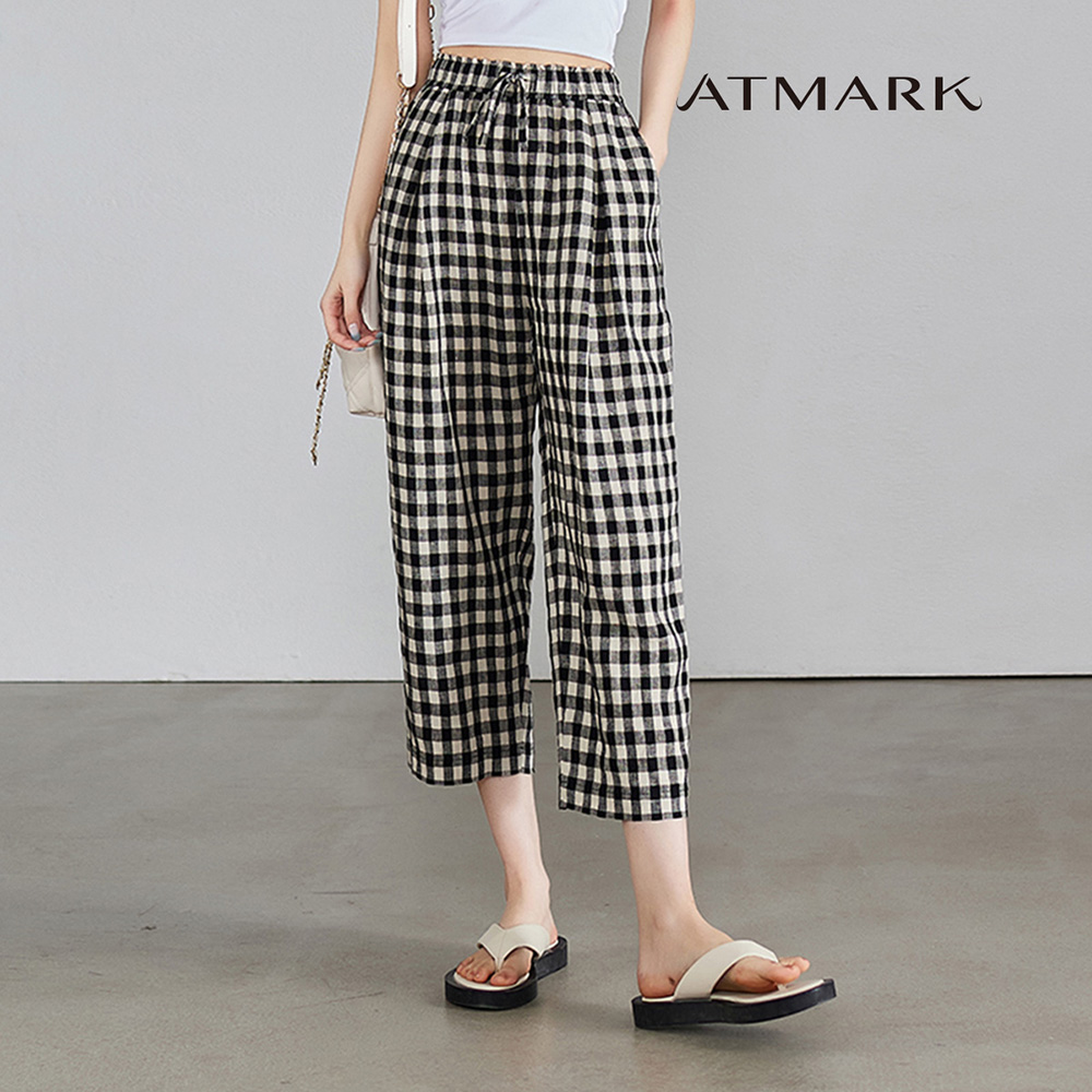 앳마크 ATMARK 체크크롭밴딩팬츠_AA43PT034G