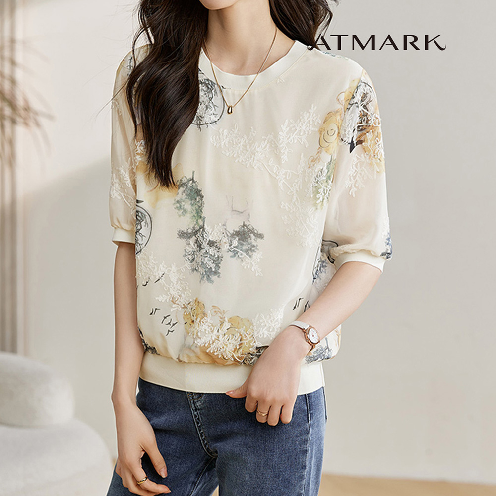 앳마크 ATMARK (77까지)오리엔레이스자수티셔츠_AA41TS026G