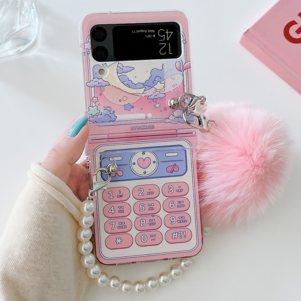 모이몰 갤럭시 Z플립6 Z플립5 Z플립4 힌지 풀커버 귀여운 키치 레트로 전화기 슬림 하드 제트플립6 지플립6 케이스