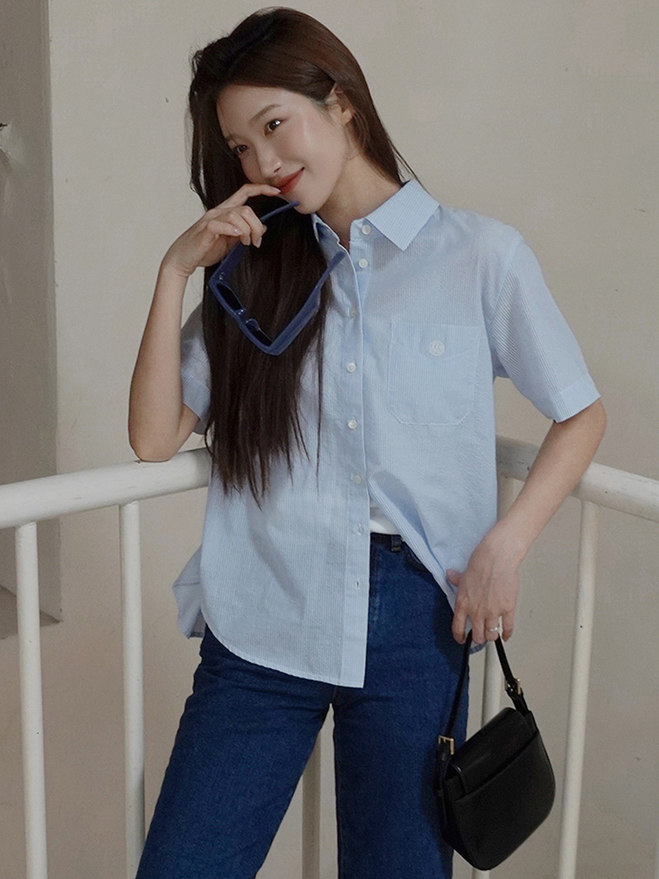 룩캐스트 헤일리 로고 하프 슬리브 셔츠 / HAILEY LOGO HALF SLEEVE SHIRT_3colors