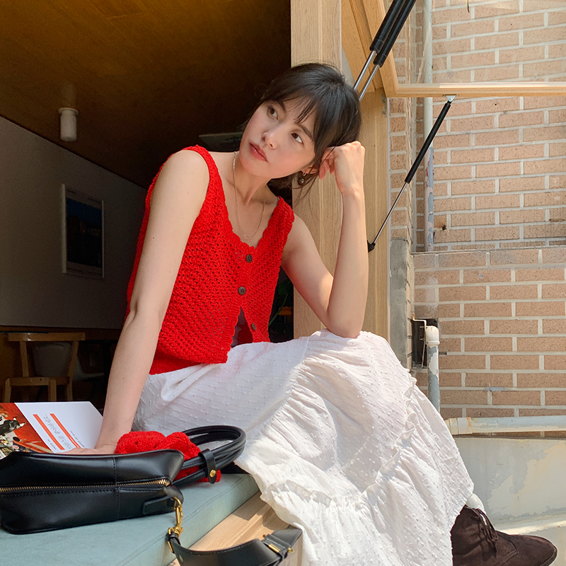 프롬비기닝 베리 버튼니트베스트&헤어커치프SET (2color)