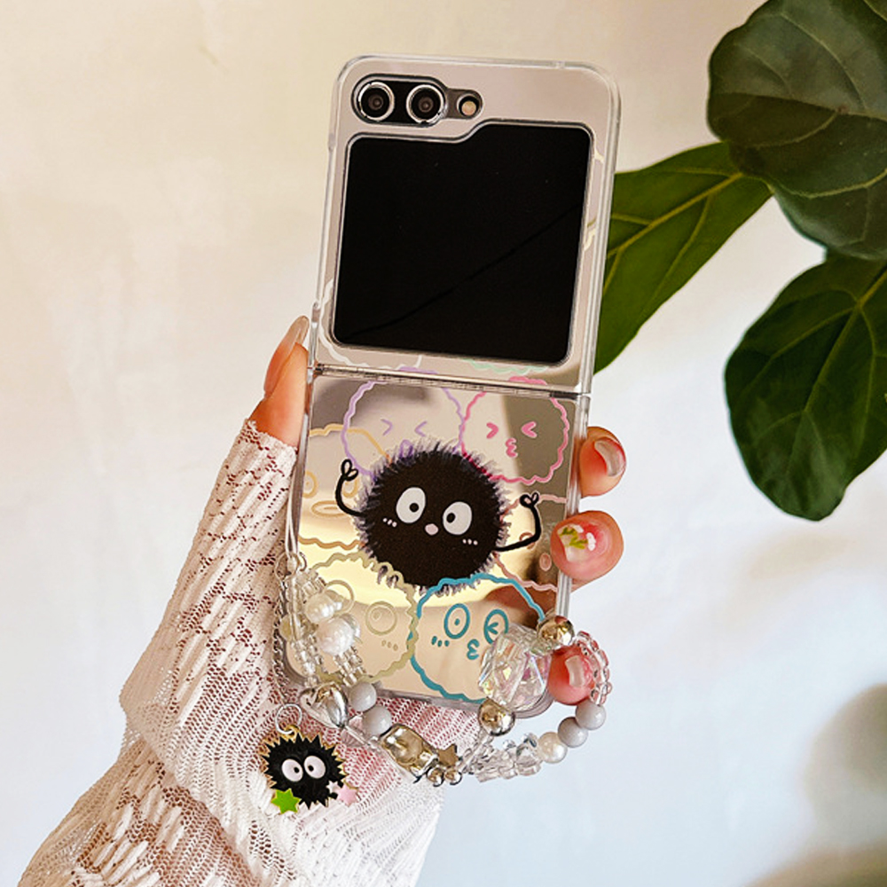 모이몰 갤럭시 Z플립6 Z플립5 Z플립4 Z플립3 슬림 하드 스트랩 메탈릭 실버 미러 귀여운 캐릭터 제트플립6 지플립6 제트플립5 지플립5 케이스