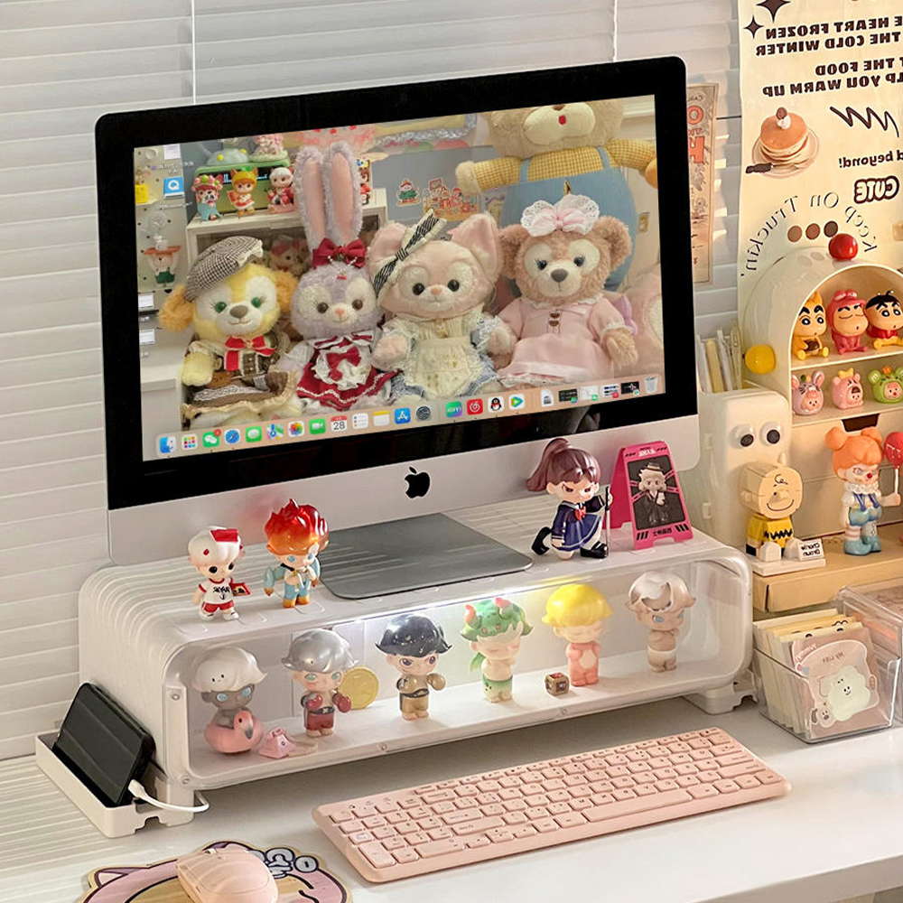 루시아이 🩷신상특가🩷 심플 무드 피규어 모니터 받침대 사무실 서랍 거치대 수납 정리 장식장 인테리어 정리함 선반 회사 학생 공부 유니크 핸드폰 휴대폰 거치대 높이조절