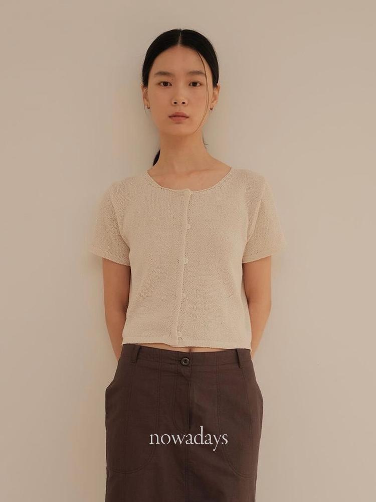 나우어데이즈 jinsim 진심 소노 가디건 썸머 코튼 반팔 유넥 크롭 니트 cd (4col)