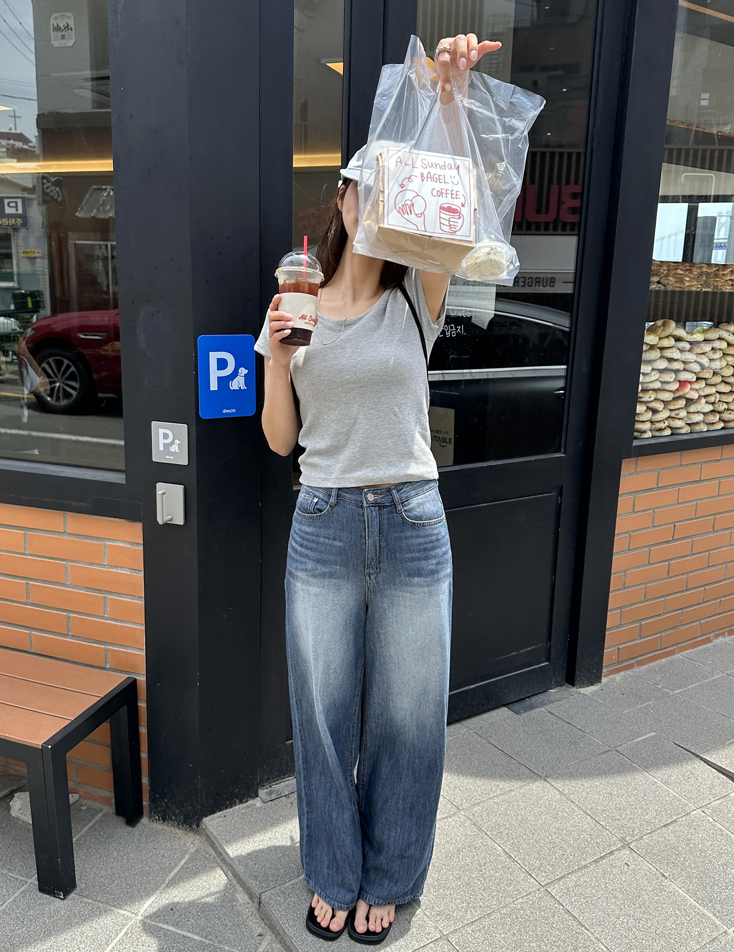 위시러브미 쿨 썸머 후들 와이드 데님 팬츠 S,M, L - 2 color