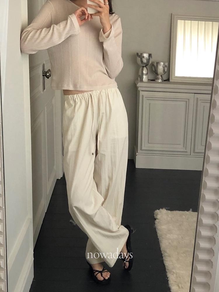 나우어데이즈 founders 파운더스 플라쥬 팬츠 썸머 밴딩 나일론 일자 와이드 바지 (3col)