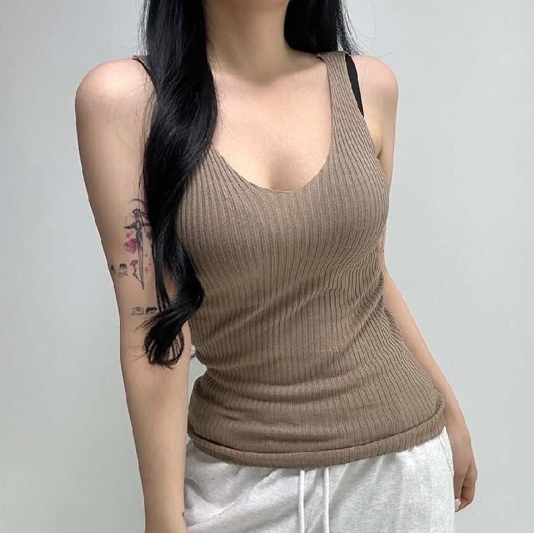 집콕끼리 골지 나시 민소매 티셔츠 끈 티 여성 여자 슬리브리스 여름 시스루 쫀쫀한 흠뻑쇼 옷 반팔 카라 크롭 가니 제이핏 오프숄더 스트라이프 탱크 탑 코디 홀터넥 링거 리던