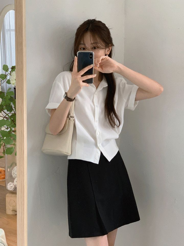 리얼코코 누적3만장 링클프리자체제작 러피 핀턱 크롭 블라우스 4 Color 여름썸머페미닌출근룩오피스룩반팔