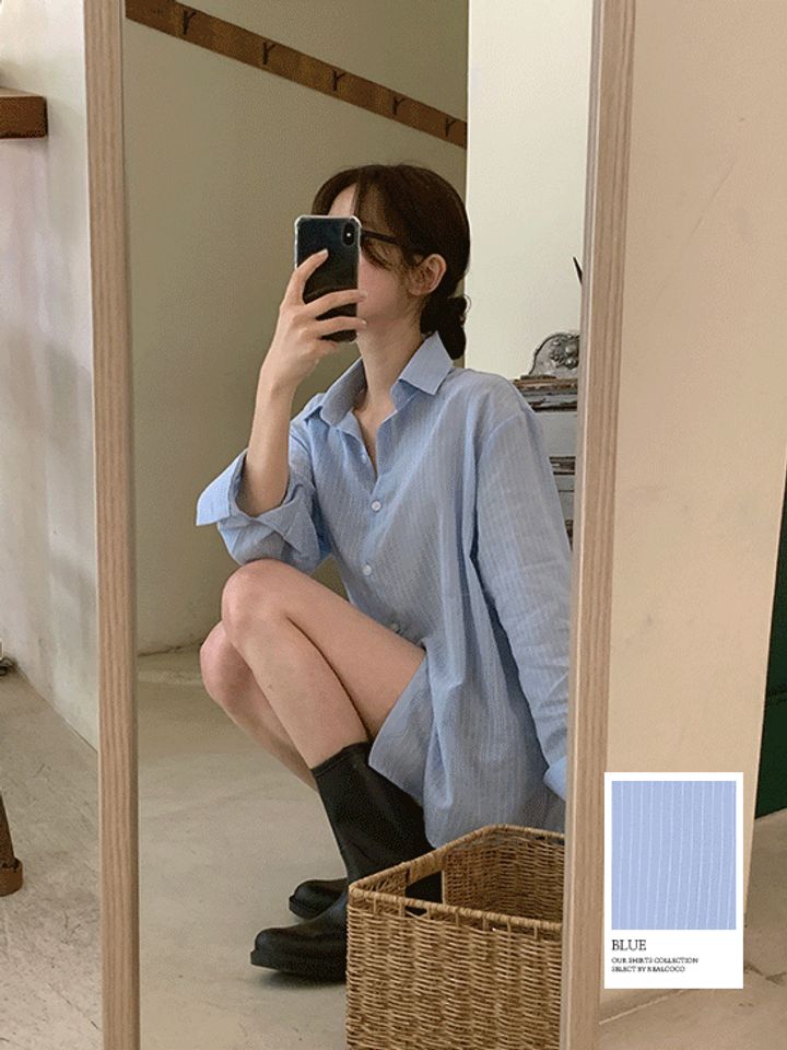 리얼코코 누적4천장가벼운소재🍃파스텔톤자체제작 해브 스트라이프 셔츠 5 Color 여름썸머여행룩바캉스휴양지