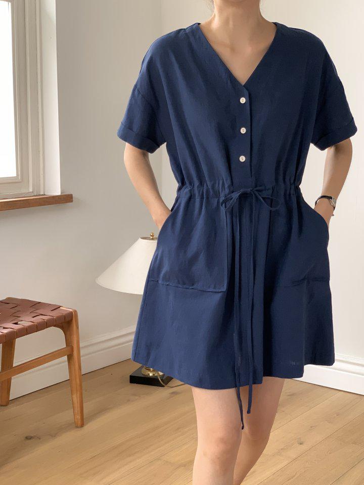 베데떼 24ss 르누보 린넨 포켓 미니 원피스 (3col)