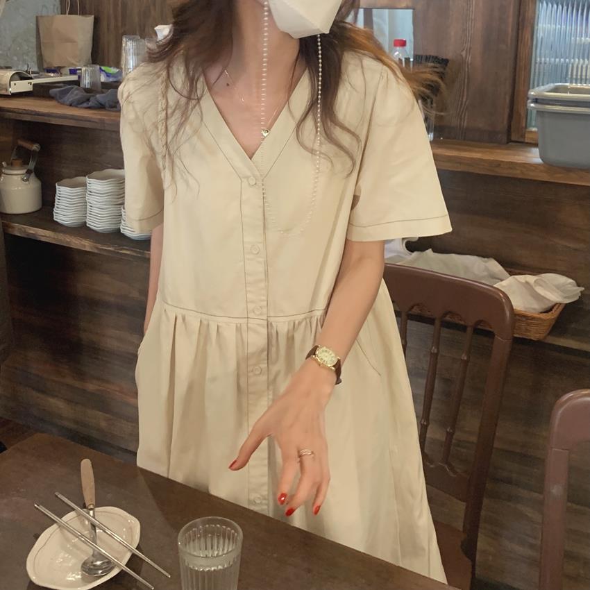 베이지하루 반팔 롱원피스 휴양지 여름 셔츠 빅사이즈 임산부 브이넥 린넨 블랙 네이비 반팔롱원피스 바캉스 빈티지 여름하객룩 여름롱원피스 아노락 흰색 미디 휴양지룩 페스티벌