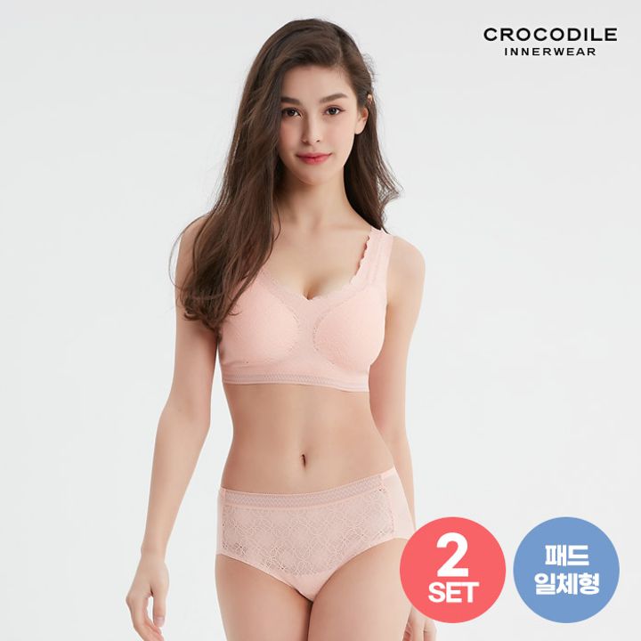 포스티 크로커다일 감탄브라 프리컷 퓨징 레이스 피치 브라팬티 2종