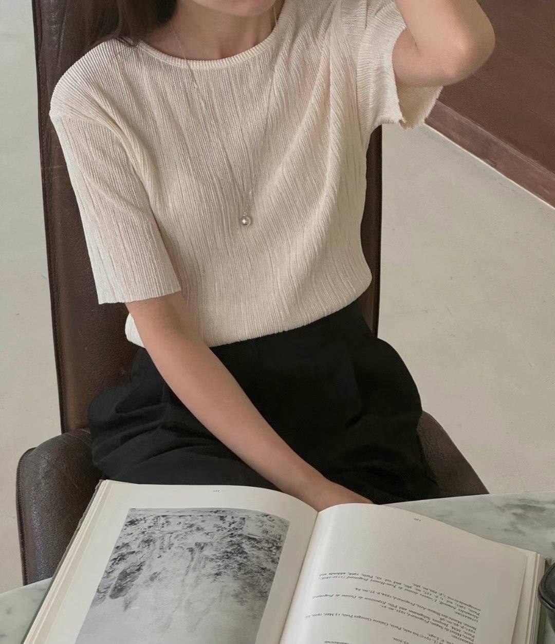 베데떼 24ss 리브레 libre 보카 주름 반팔 티셔츠 (3col)