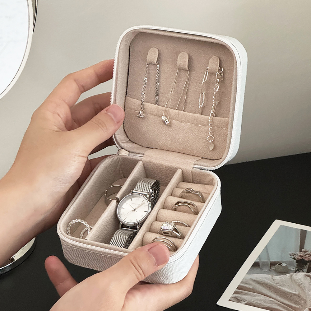 루시아이 🩵신상특가🩵 휴대용 미니 악세사리 보관함 귀걸이 반지 팔찌 함 케이스 박스 보석함 정리함 쥬얼리 주얼리 지퍼 선물 생일 틴케이스 귀여운 사각 진열대 보관 상자