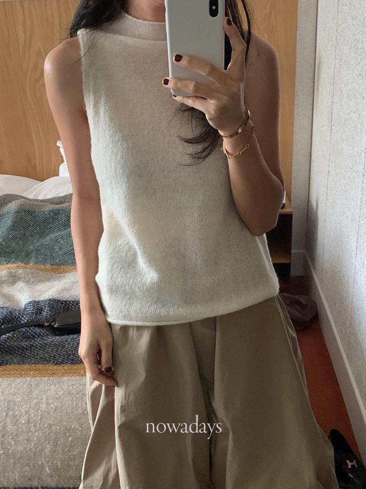 나우어데이즈 24fw underson 언더슨 모헤어 폴라 니트 슬리브리스 민소매 nt (2col)