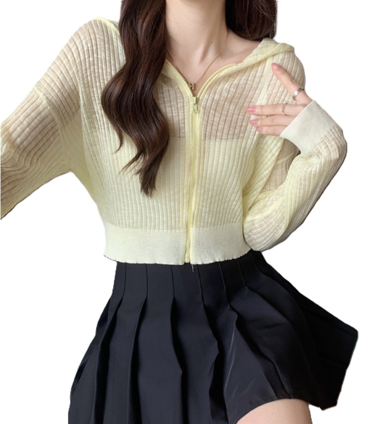 으니샵 4컬러 라인크롭후드집업 여름후드집업 숏 크롭후드집업 파스텔 여성크롭후드집업 여성후드집업 하이틴 키치룩 Y2k 중고등학생 시스루 비치웨어 Mz 휴가룩 에어컨바람 간절기