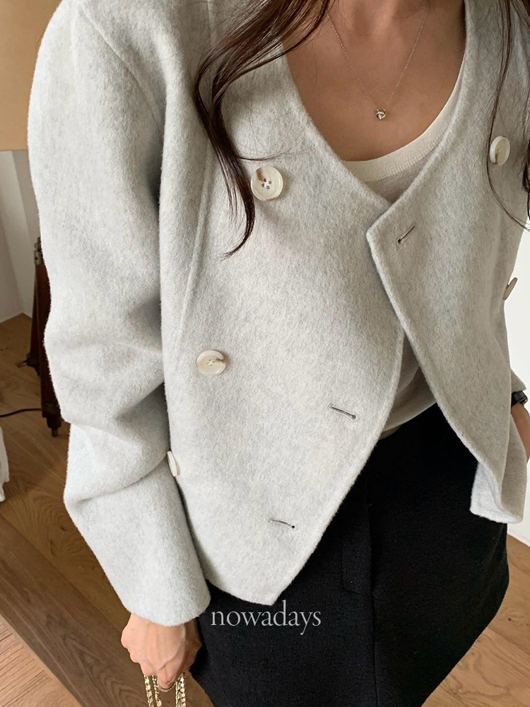 나우어데이즈 (재진행) riette 리에뜨 콥 핸드메이드 자켓 울100 노카라 더블 하프 jk (2col)