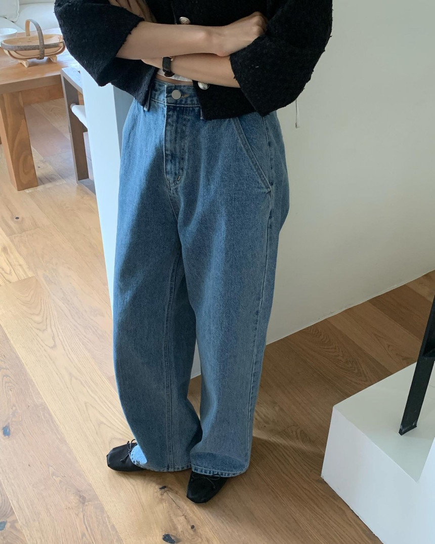 디무어 riette 리에뜨 알버트 데님 중청 와이드 일자핏