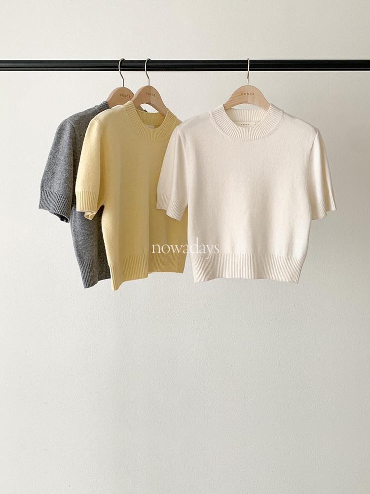 나우어데이즈 OUNCE 온스 데일리 하프 니트 울 코튼 반팔 라운드 nt (3col)