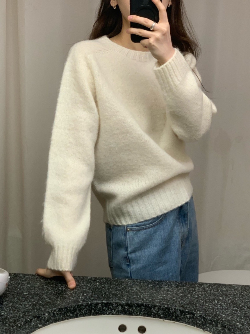 무니에트 fllanel 플라넬 쉐기독 니트 울 100 라운드 홀가먼트 nt