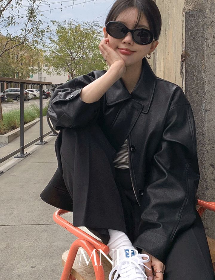 미니뽕 단독 6천장돌파🔥가죽자켓 직진배송 Mnlb 아이언 빈티지 레더 단작 카라 숏 자켓