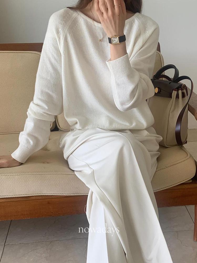 나우어데이즈 프리러브 모모 나그랑 니트 긴팔 라운드 데일리 베이직 nt (4col)