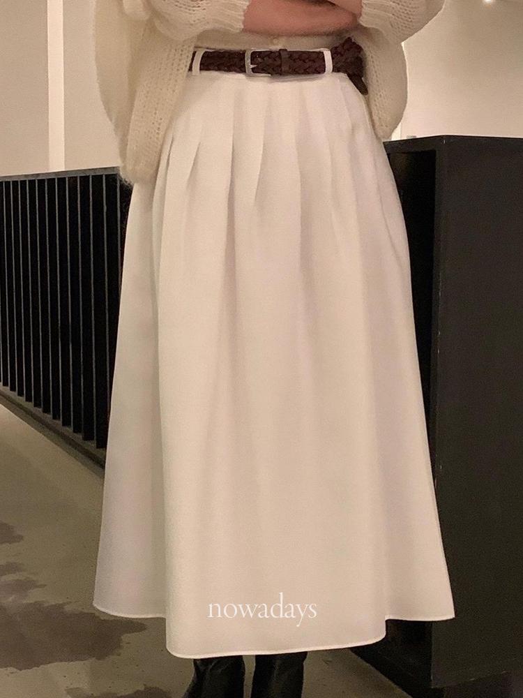 나우어데이즈 objet 오브제 브리튼 스커트 A라인 플리츠 주름 롱 치마 (2col)