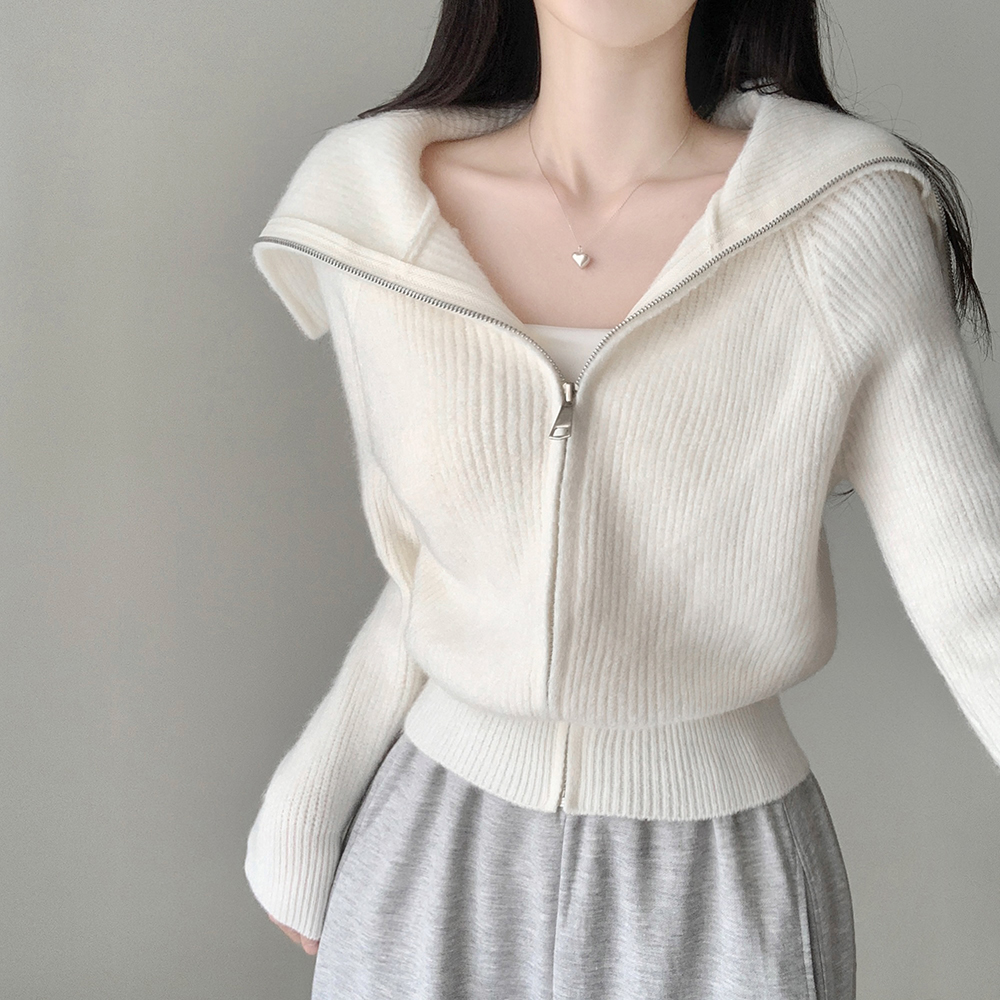 자스민벨 예쁜색감💗포근부들 반디 하찌 하이넥 골지 크롭 벌룬 집업 니트 가디건 가을간절기가을아우터간절기아우터간절기가디건가디건코디하찌가디건니트가디건니트집업