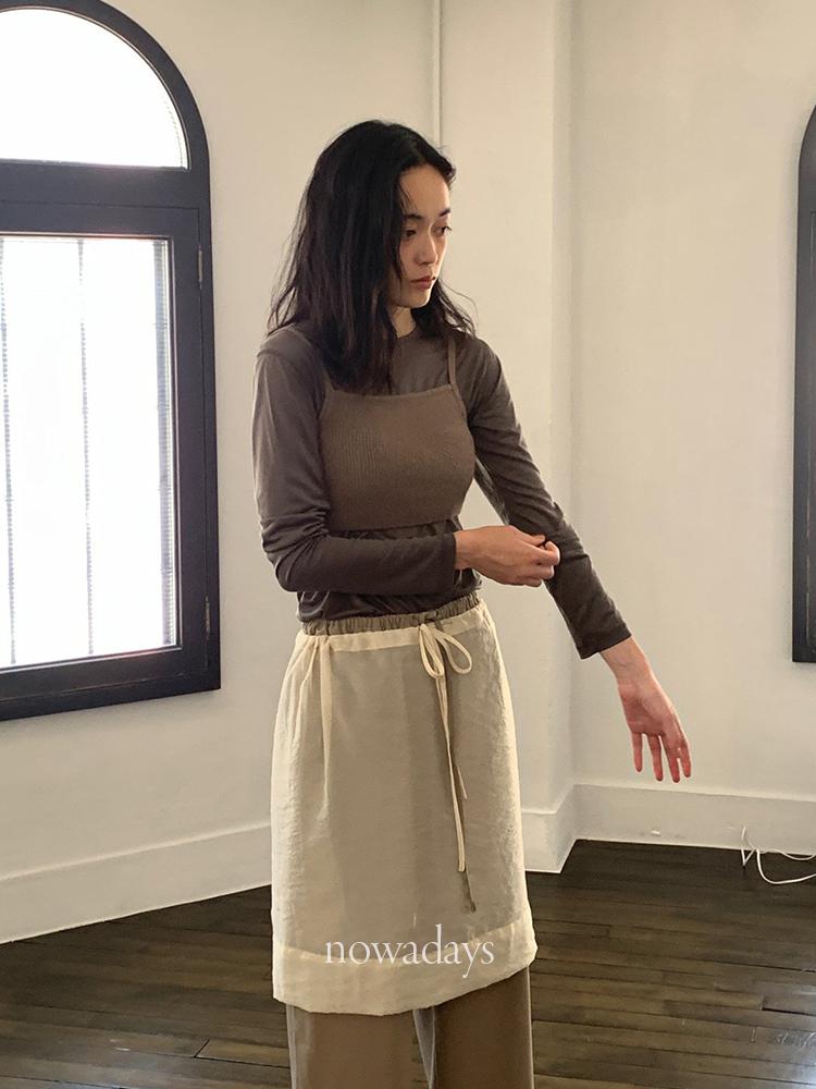 나우어데이즈 [SALE] 당일 / underson 언더슨 뮤디 스커트 스트링 H라인 시스루 레이어드 미디 치마 (2col)