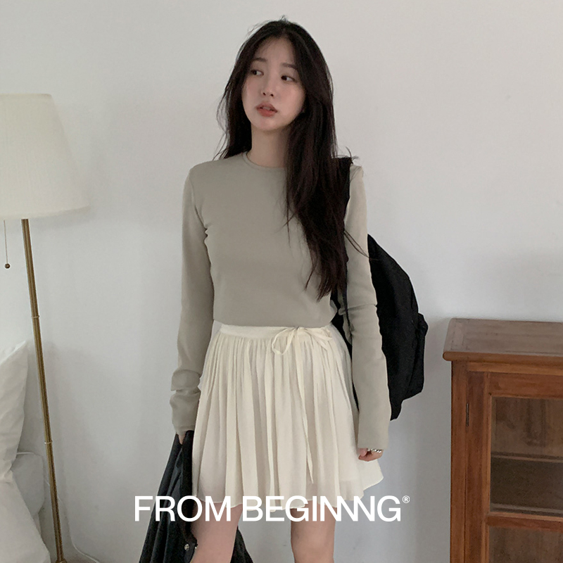 프롬비기닝 단독 여리핏롱슬리브간절기 Made 프리미엄 골지 라운드 티셔츠 긴팔티 기본티 레이어드티 골지티 이너티 겨울