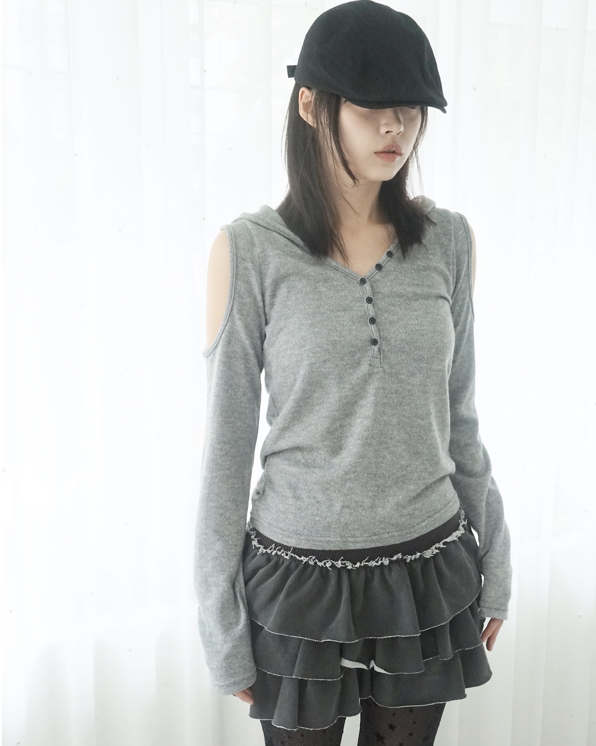 아게하 button hole hoody [2c]