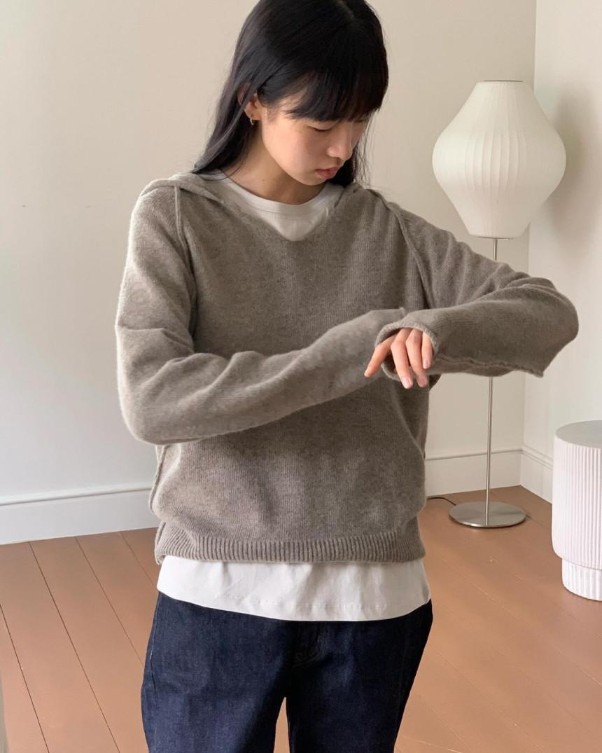 아파트먼트프라토 [JINSIM] 진심 제이드 후드 니트 (3color)