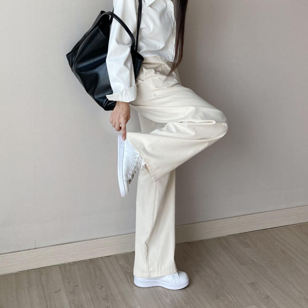 로이스제이 하체커버핏 롱다리 밴딩 와이드 팬츠 여성 면바지 통 바지 핑크 크림 카키 블랙 차콜 간절기 신상 기본 예쁜 톡톡한 소재 내수 귀여운 바지 허리길고 다리 짧은분 추천