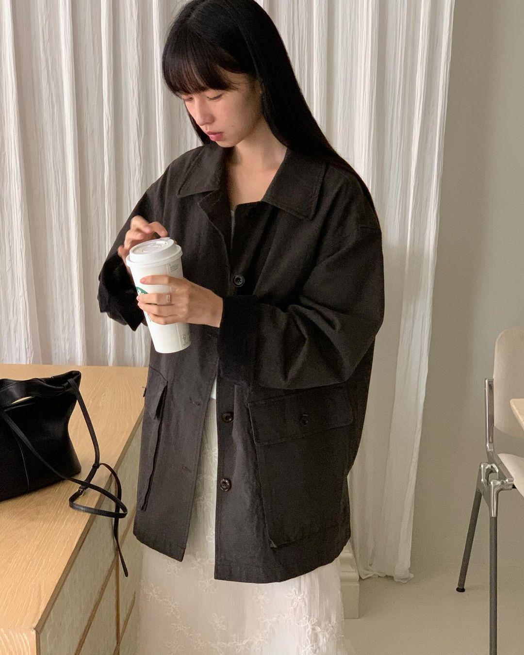 바이안 jinsim 진심 베를린 야상 카라 코튼 포켓 하프 jk (3 color)