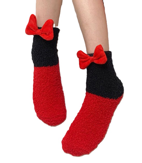 으니샵 5컬러 공주수면양말 리본 수면양말 여성수면양말 여자수면양말 배색양말 리본수면양말 예쁜양말 프린세스 겨울 수족냉증 극세사 포인트양말 임산부 겨울양말 여자양말 여성