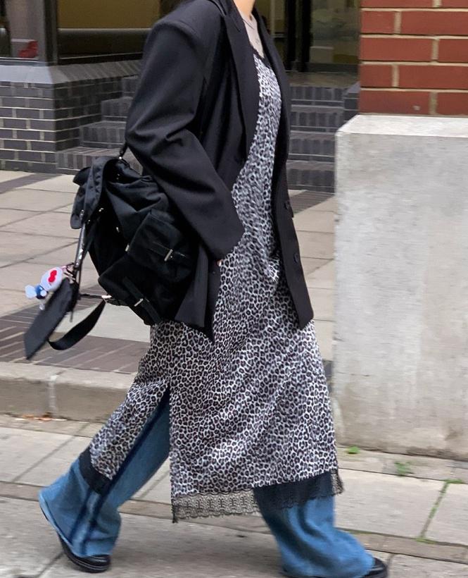 씨엘쇼룸 믹스인 호피 레이스 슬립 원피스 2color 24FW