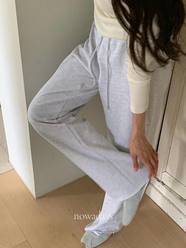 나우어데이즈 riette 리에뜨 씨드 팬츠 코튼 밴딩 일자 와이드 바지 (3col)