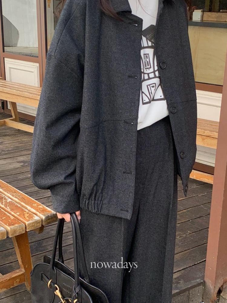 나우어데이즈 underson 언더슨 헤링 오버 점퍼 울 긴팔 데일리 카라 블루종 jp (2col)